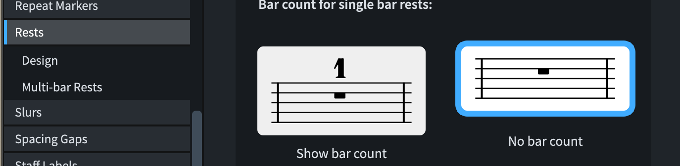 Hide bar count on multi-bar rests for a single instance - Dorico ...
