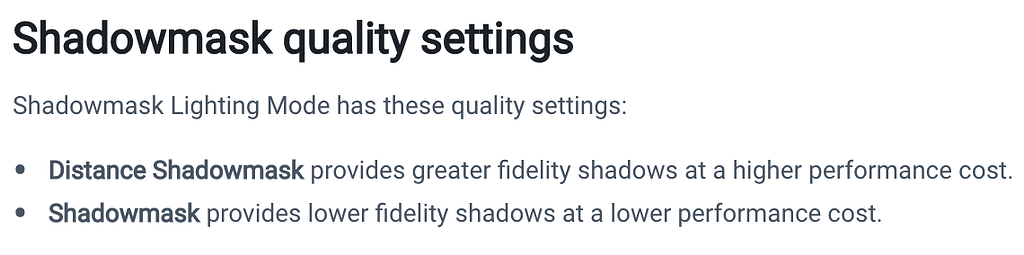 Shadowmask vs DistanceShadowmask - Unity Engine - Unity Discussions