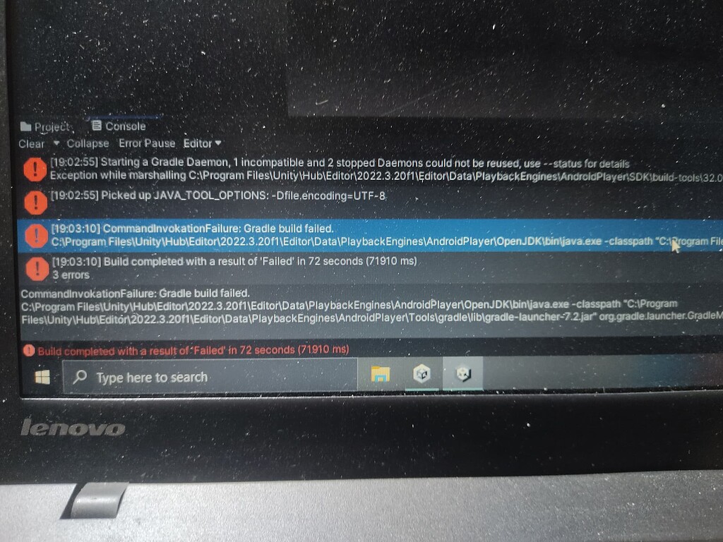 Bro Im New Unity User When I Wanna Build App For Android In Unity I Got An Error Message Saying
