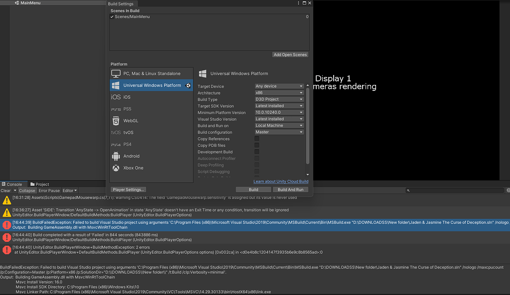BuildFailedException: Failed to build Visual Studio project using ... BuildFailedException: Failed to build Visual Studio project using ...