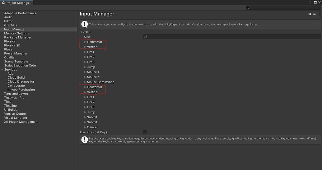 [Solved] Input.GetAxis("Horizontal") does not take the Project Settings into account - Unity ...