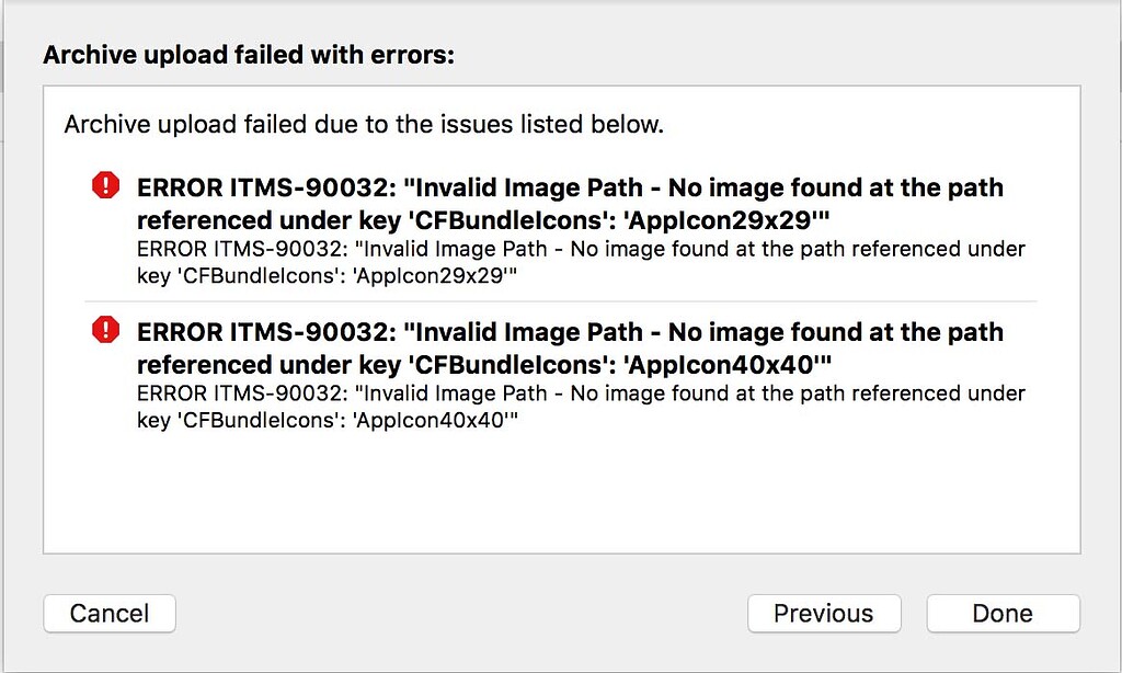 Invalid Image Path No Image Found At The Path Referenced Under Key Cfbundleicons