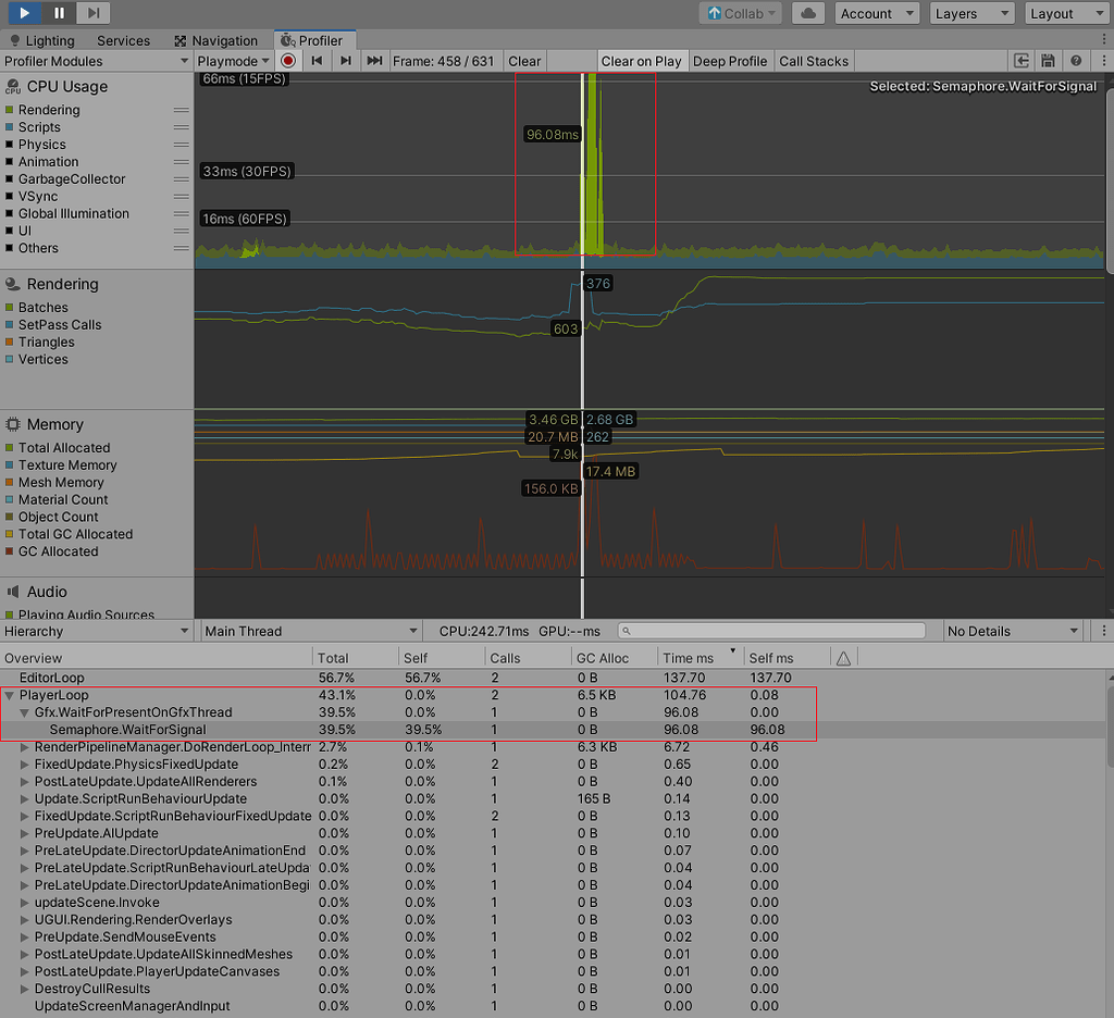 Random performence spikes due to Semaphore.WaitForSignal - Unity Engine - Unity Discussions