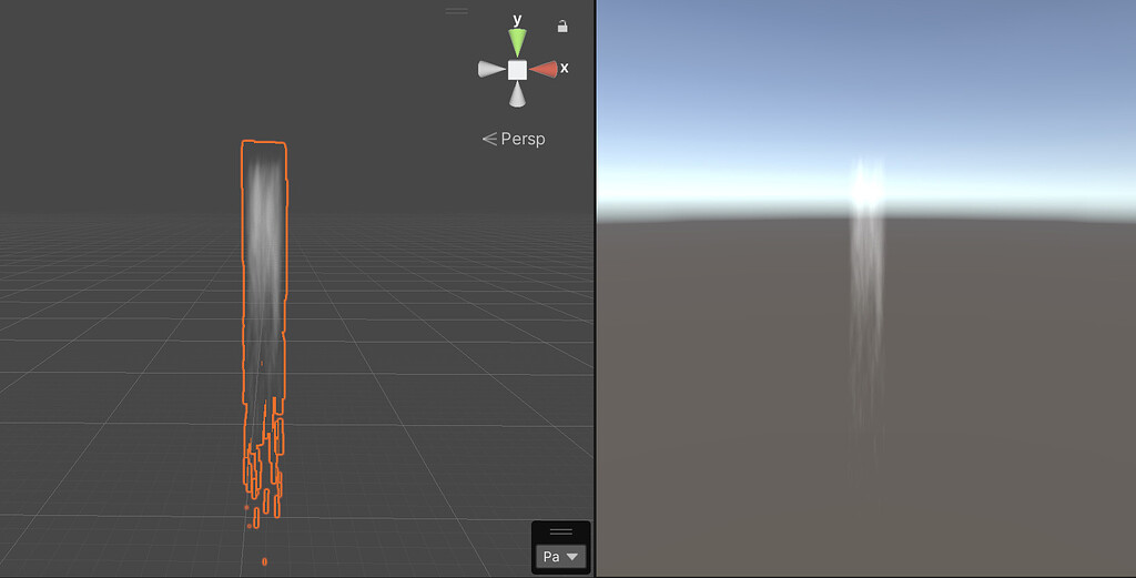 The Stretched Billboard Render Mode of the Particle system is causing the particles not to show ...