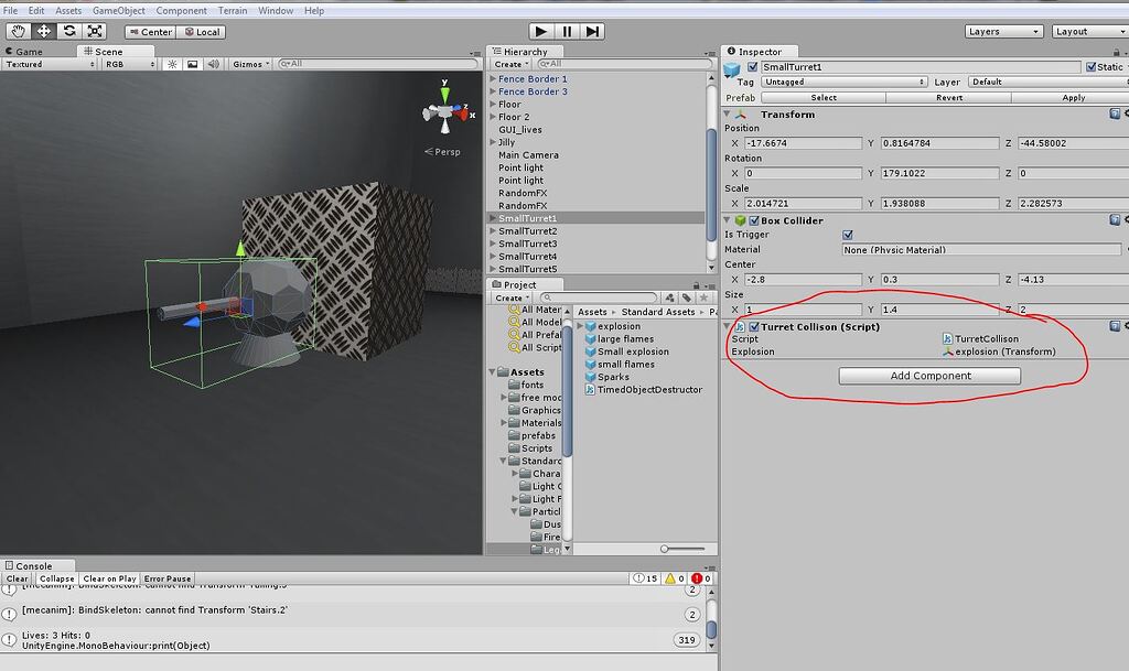 When I set an explosion prefab on my object the explosion is way off ...