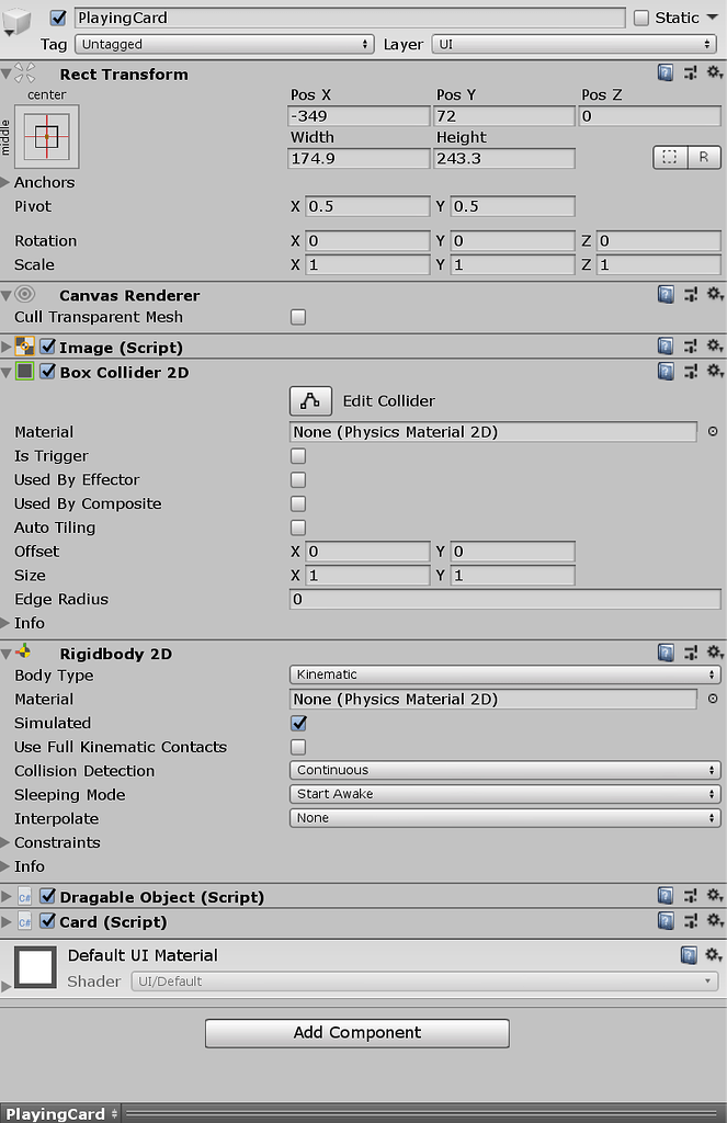 Playing Card Game Detect Card Below Ontop Only Detects Self Unity Engine Unity Discussions