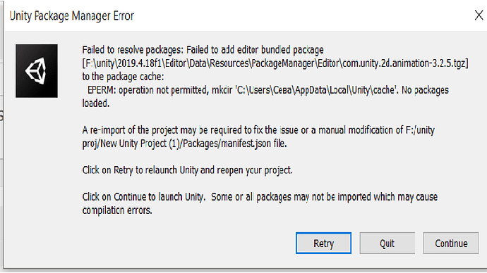 Failed To Resolve Packages Failed To Add Editor Bundled Package Unity Engine Unity Discussions 3595