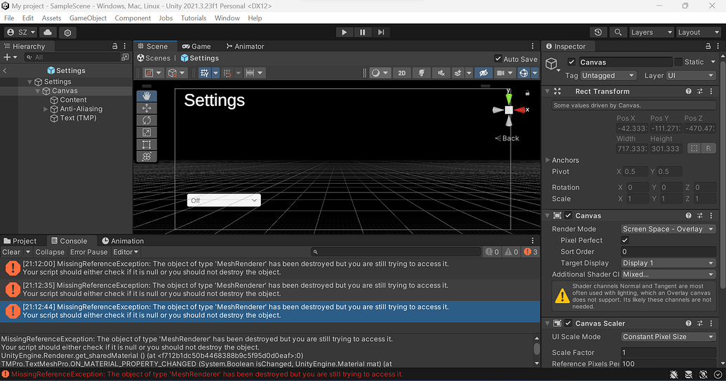 Ui Textmeshpro Creating Error Missingreferenceexception Unity Engine Unity Discussions