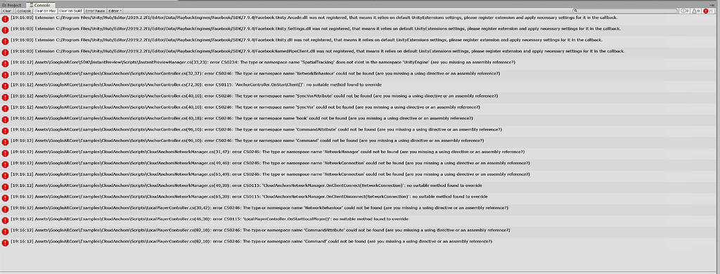 ARcore for Unity - errors - Getting Started - Unity Discussions ARcore for Unity - errors - Getting Started - Unity Discussions