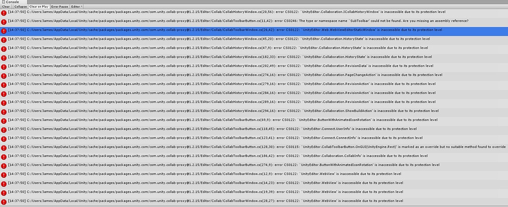 Errors after accidentally opening project in latest version of Unity ...