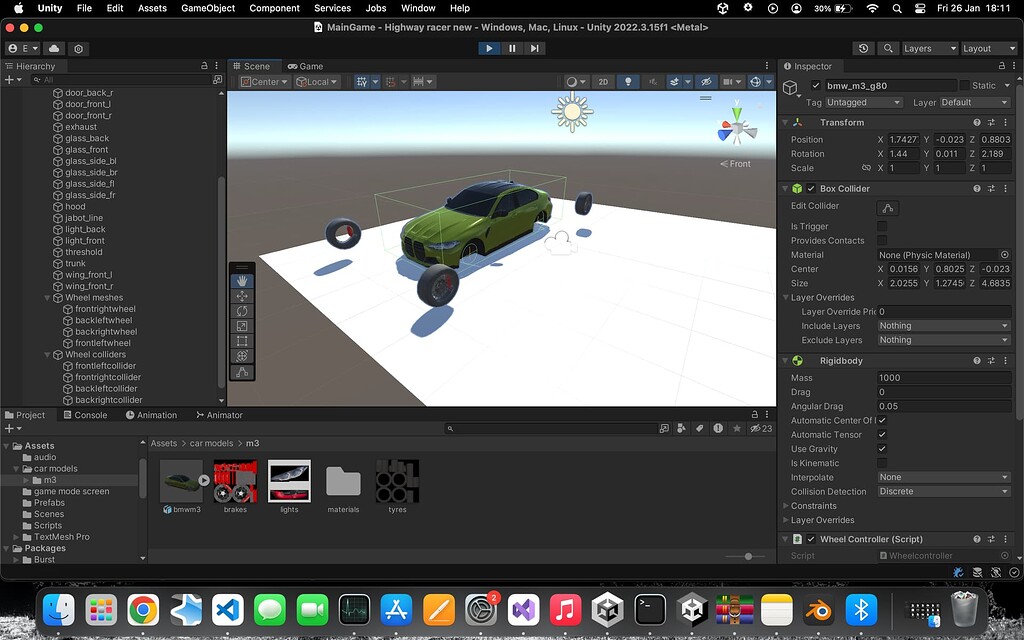 Wheels fly off my car as soon as I run the game - Questions & Answers - Unity Discussions
