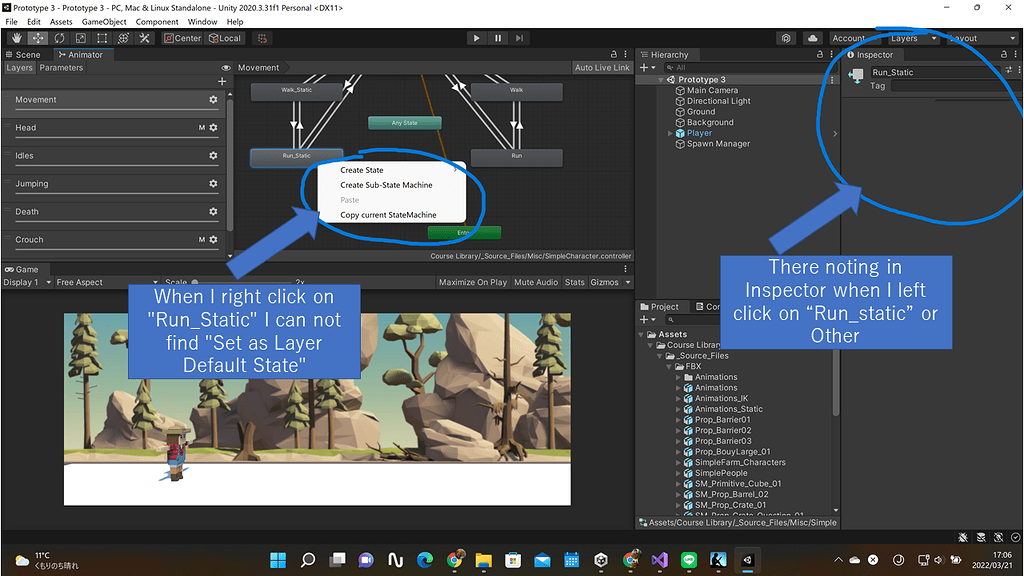Animator problem in Create with Code. in Unit 3 - Questions & Answers - Unity Discussions