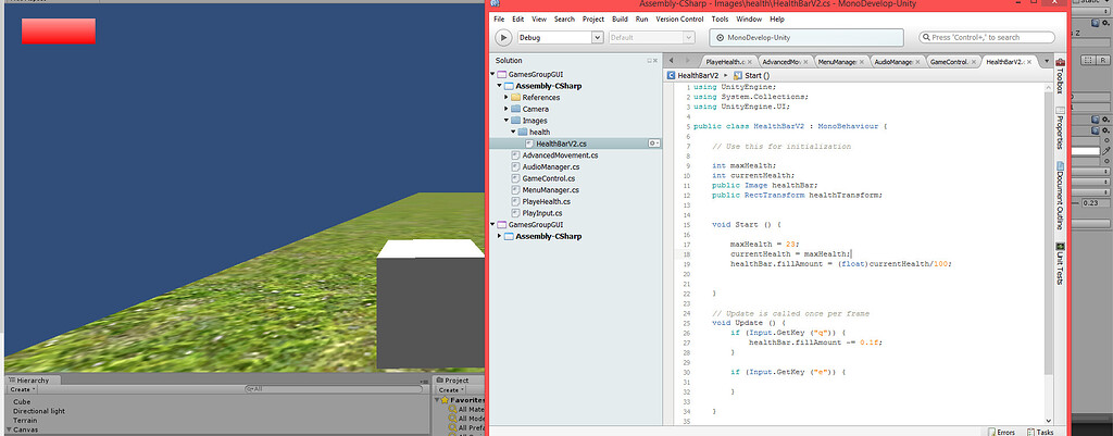 Creating a health bar using Unity UI (Making the health bar the same ...