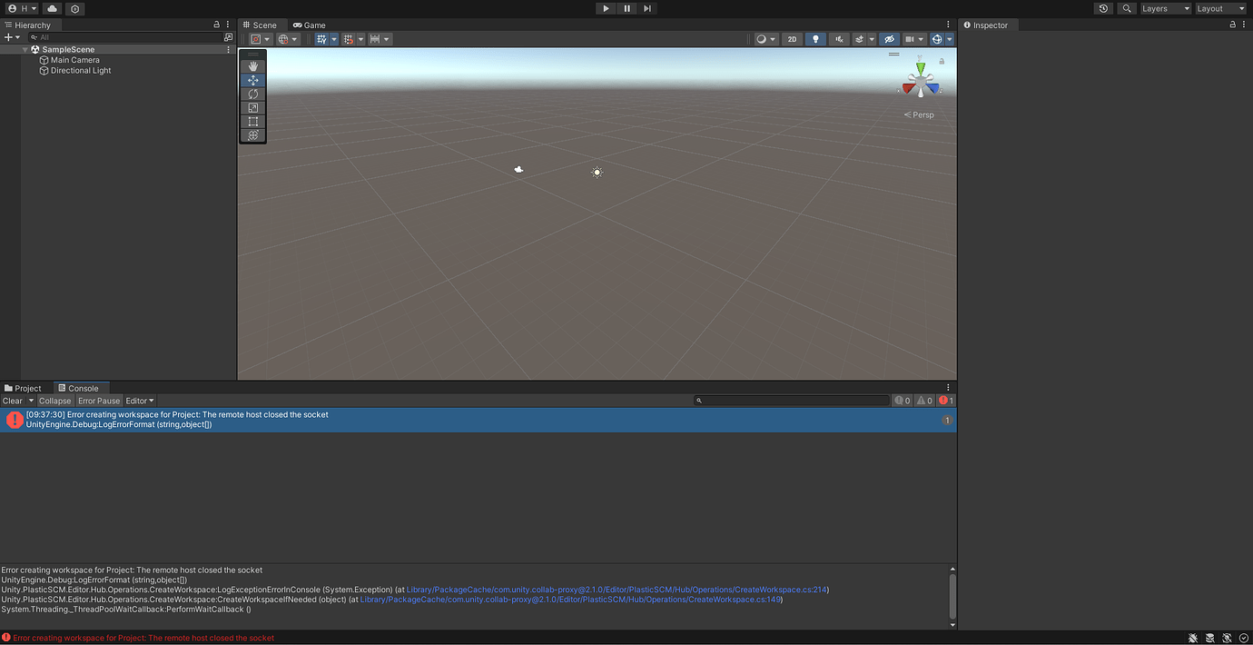 [Error creating workspace for Project: The remote host closed the socket] on searching cloud ...