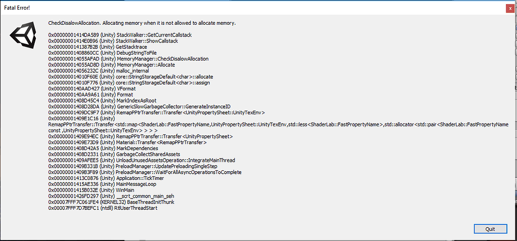 Constant crashes , CheckDisalowAllocation. - Unity Engine - Unity Discussions