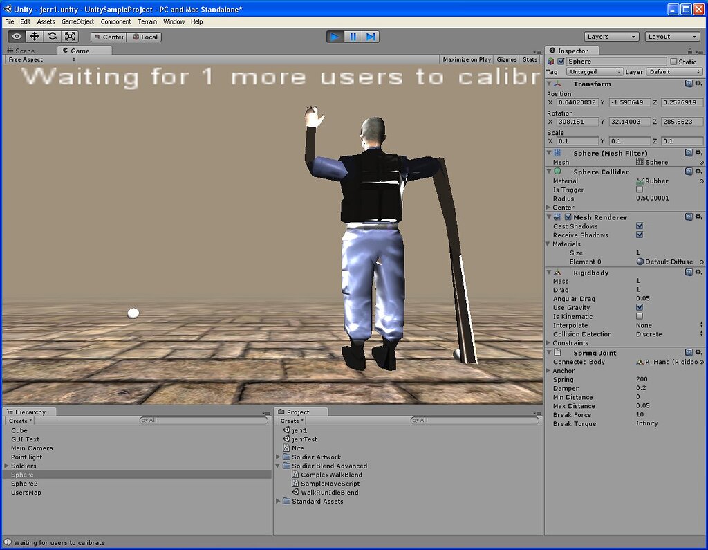 Kinect Model Spring Joint Unity Engine Unity Discussions