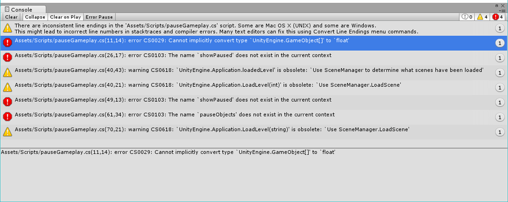 Cannot Implicitly Convert Type UnityEngine GameObjects To float 