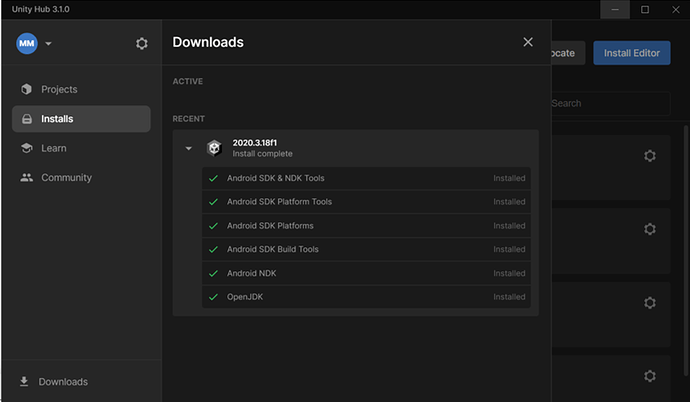 you are missing the recommended JDK, no matter how many I install the module (Unity 2019.4 LTS ...