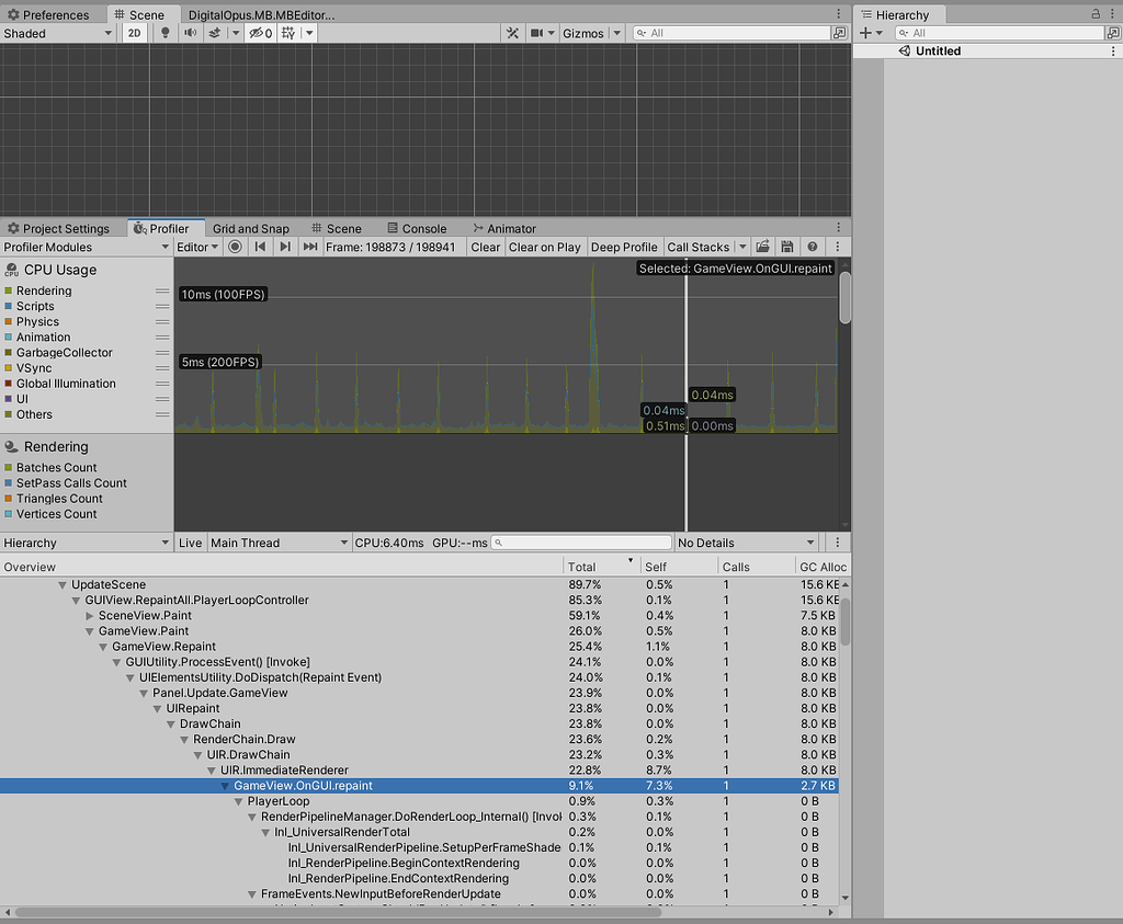 GameView.OnGUI.repaint -- profiler spikes on empty scene - Unity Engine - Unity Discussions