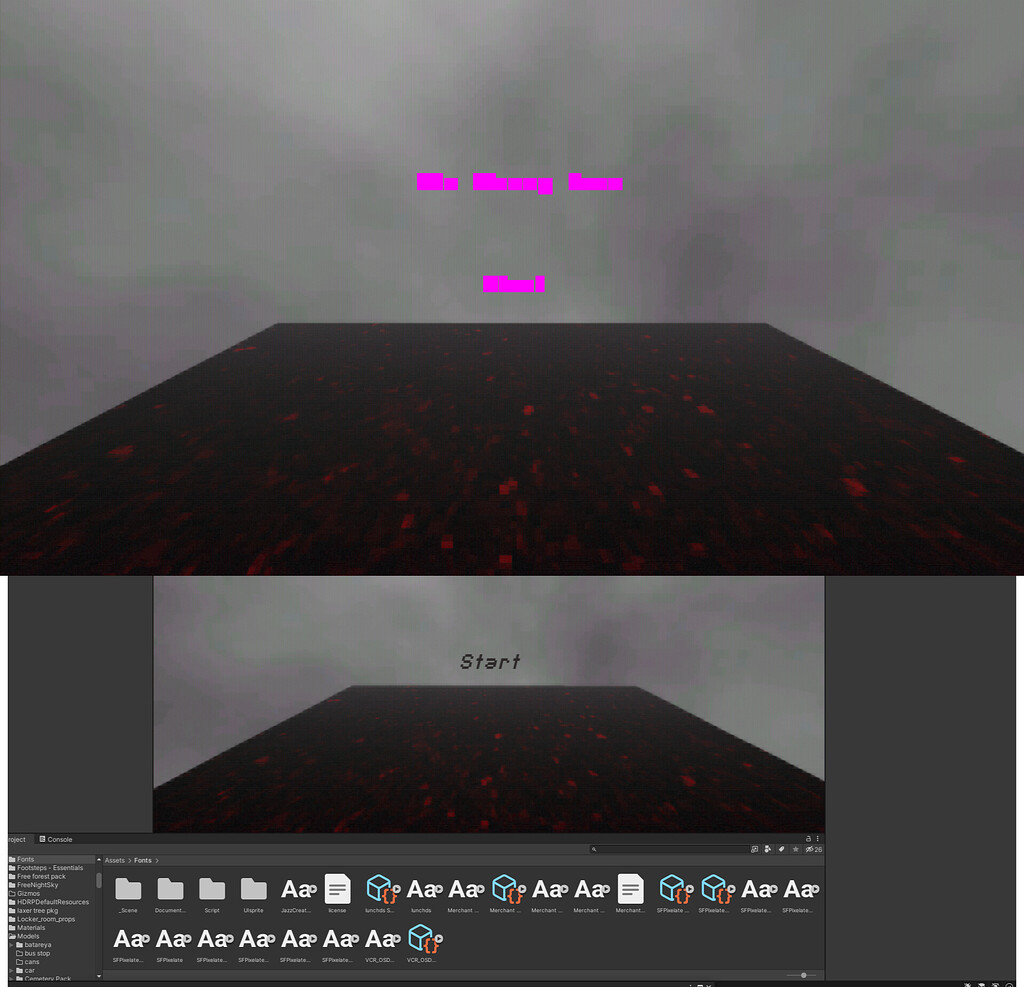 Pink cubs instead of text, how to fix it? - Questions & Answers - Unity Discussions