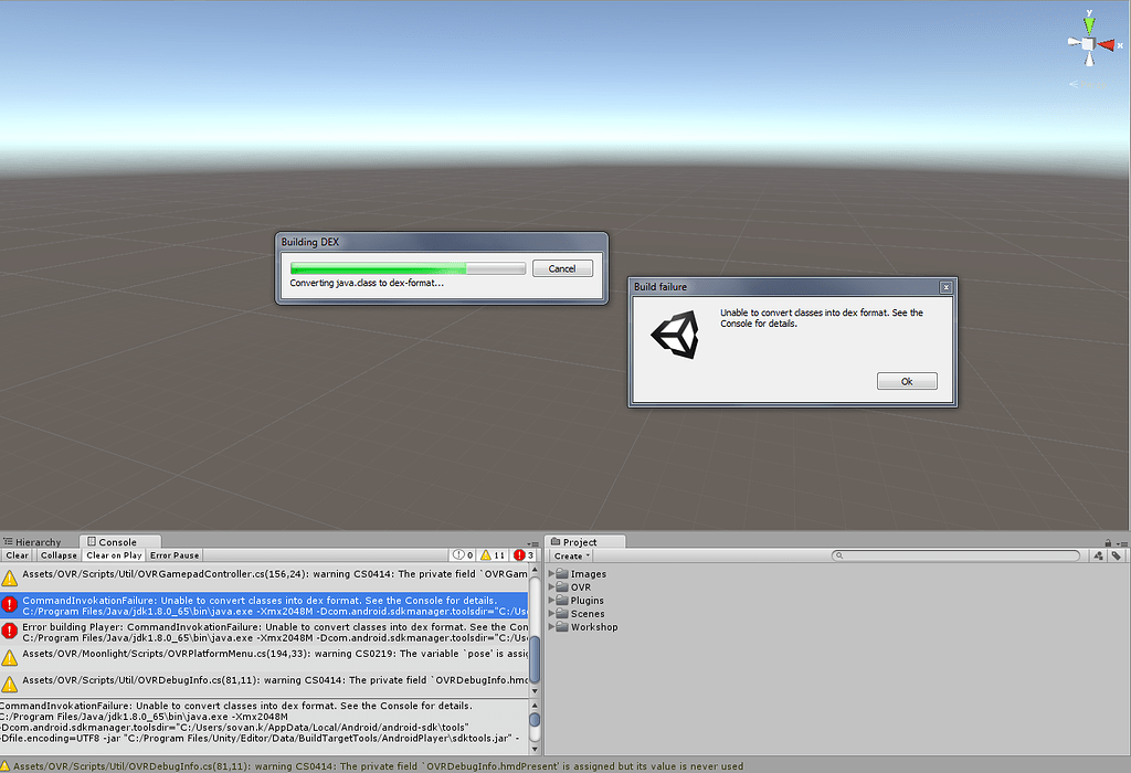 Unable to convert classes into dex format. See the Console for details ... Unable to convert classes into dex format. See the Console for details ...