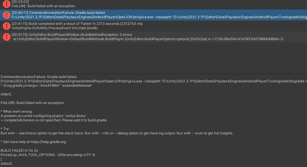 No build, gradle failure - Questions & Answers - Unity Discussions