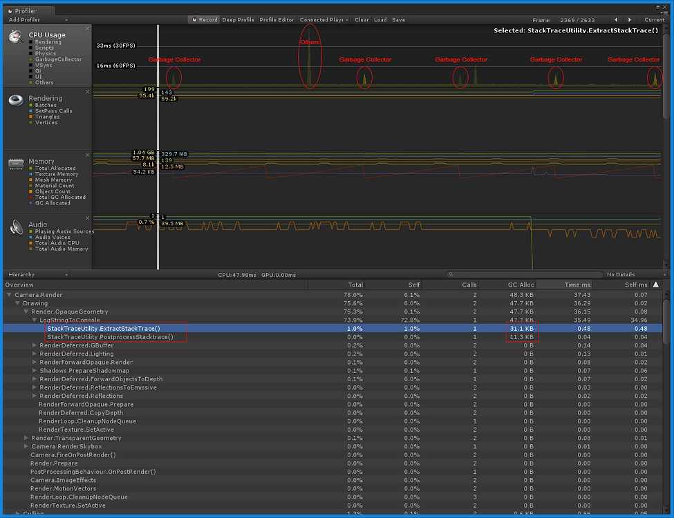 Garbage Collection (StackTraceUtility) - Profiler Spikes - Questions & Answers - Unity Discussions