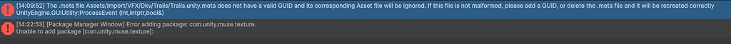Error while importing from Package manager - Muse - Unity Discussions