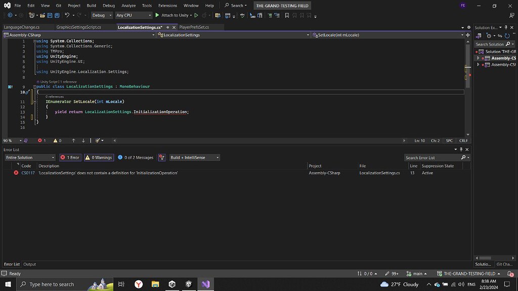 "Localization does not have definition for SelectedLocale" - Unity Engine - Unity Discussions
