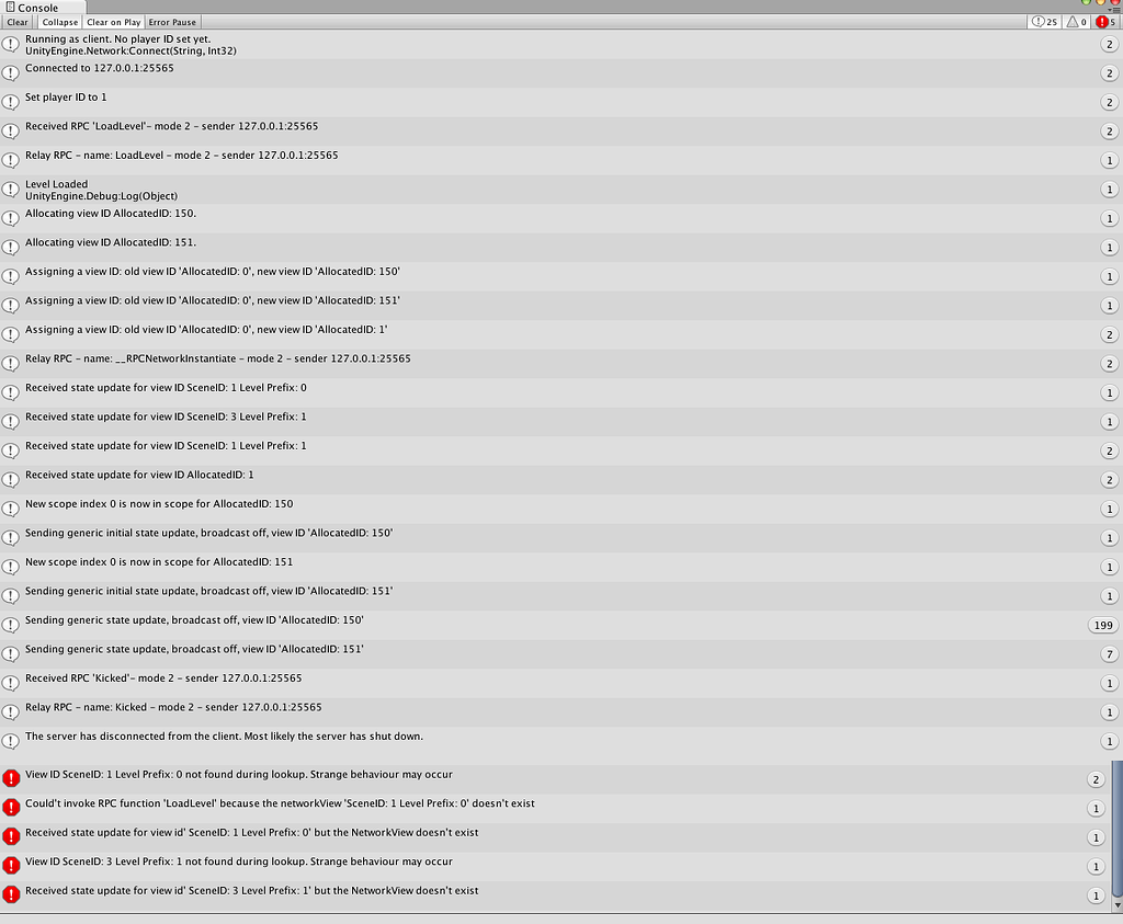 Major Problem With Network Scene Not Loaded And Data Being Passed To Clients Unity Engine