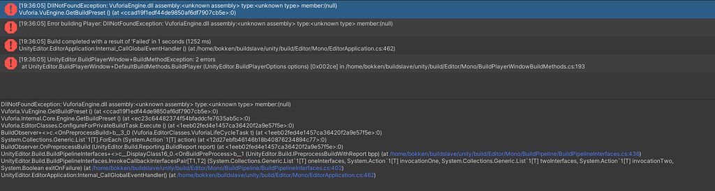 DllNotFoundException: VuforiaEngine.dll - Unity Engine - Unity Discussions