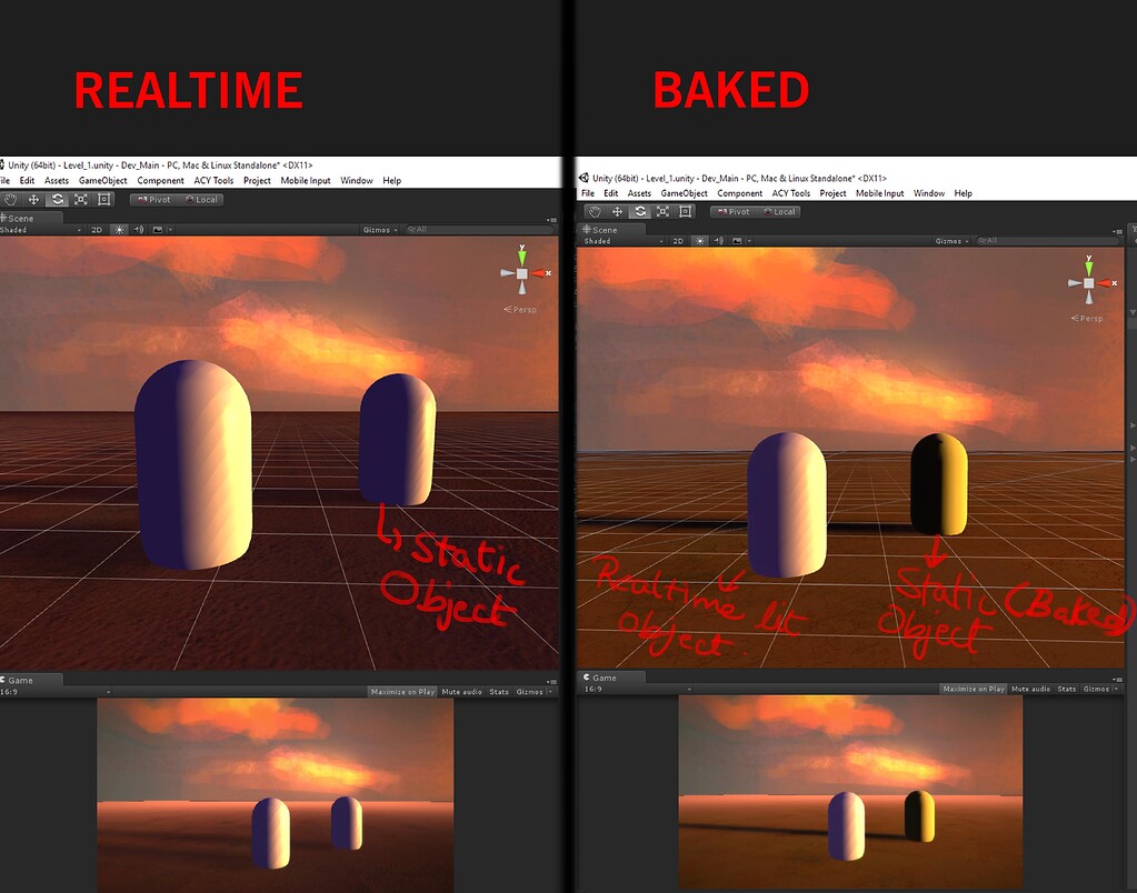 Baked lighting shadows different from dynamic lighting shadows. - Questions & Answers - Unity ...