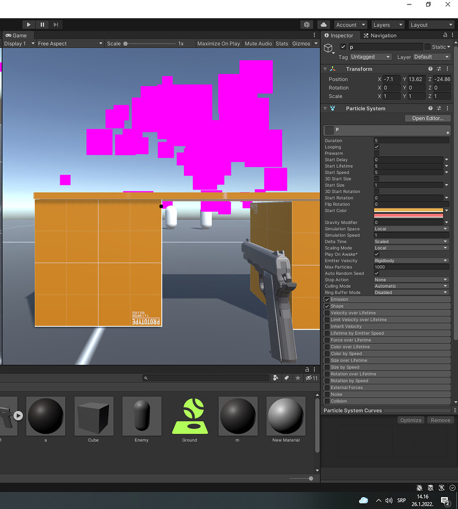 ok so i wanted to use unity particle system but when i change color it becomes pin,what should i ...