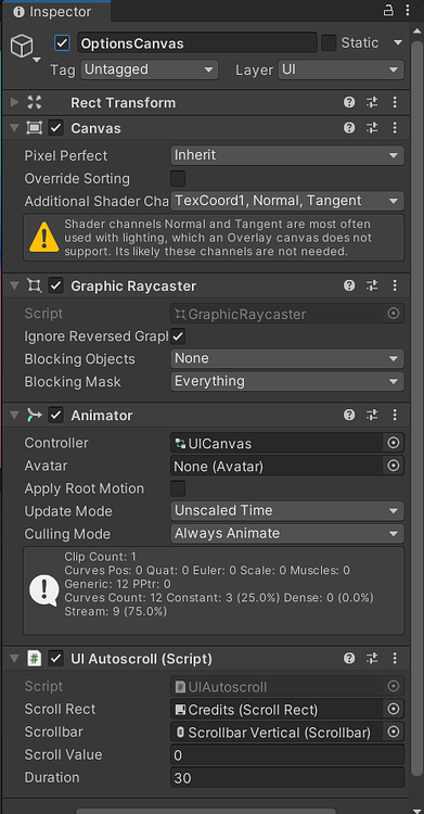 Unity adds normal and tangent to additional shader channels when enabling canvas - Questions ...