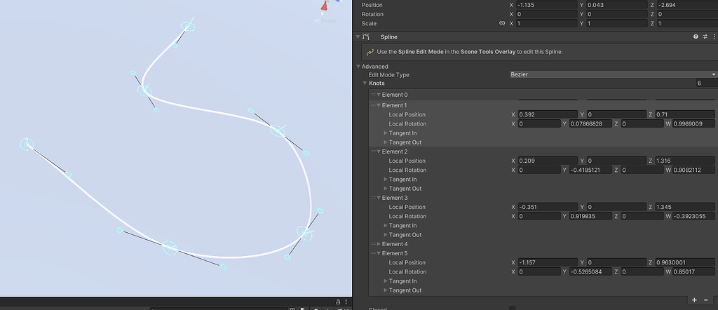 New spline-package: auto-calculate tangents for each knot - Unity ...