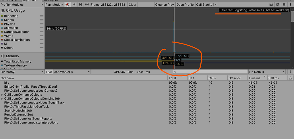 profiler: how do you get rid of "selected" and get the ms back on the graph? - Unity Engine ...