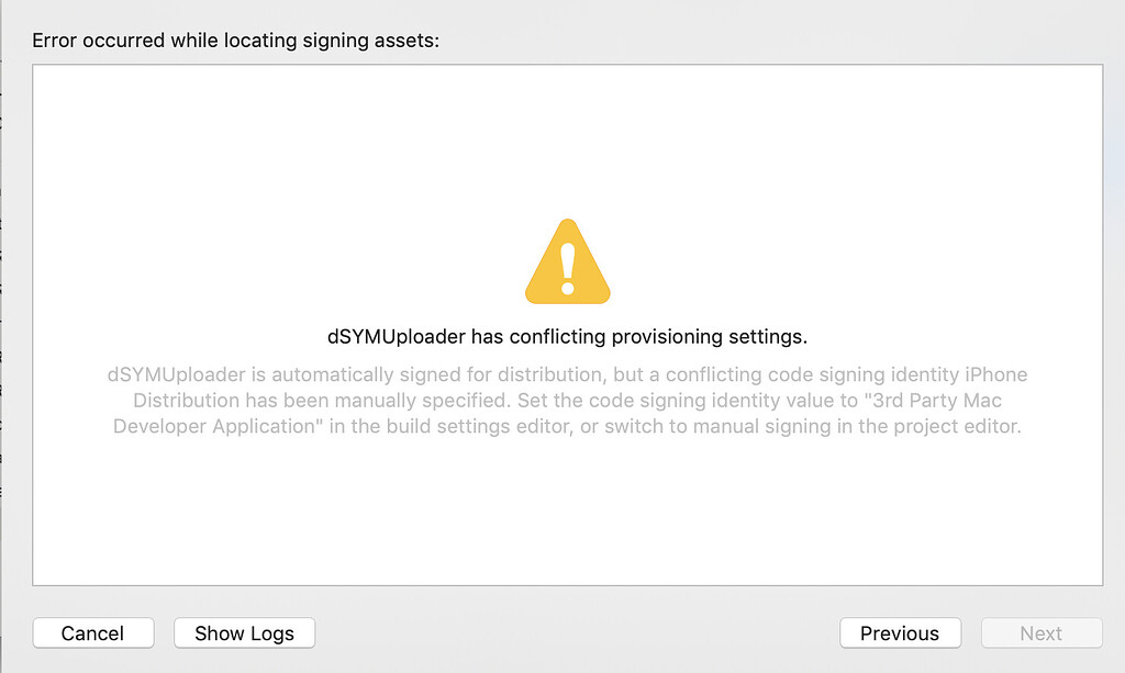 dSYM Uploader has conflicting provisioning settings - Unity Engine ...