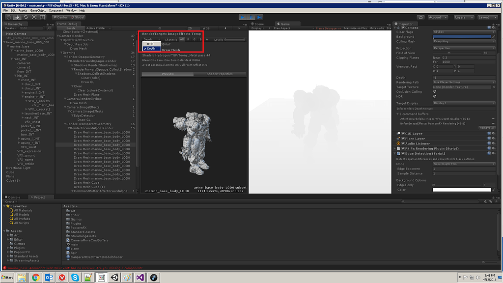 How to access depth render target used by zwrite from transparent when ImageEffectOpaque present ...
