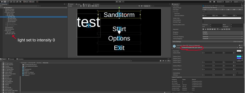 2d Text Not Reacting To Urp Light Sources Unity Engine Unity Discussions