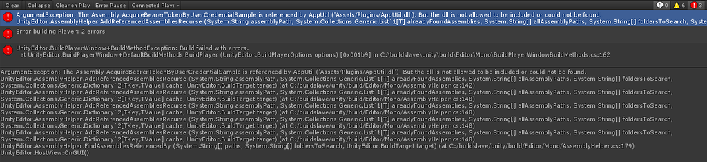 Unity Build Error When Not Used B Dll Referenced By A Dll I Used It Couldn T Build Successfully