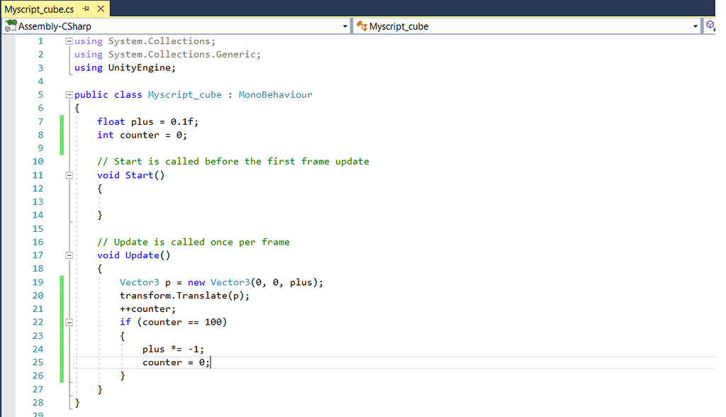 Changing direction of a cube via transform.Translate vs. transform ...