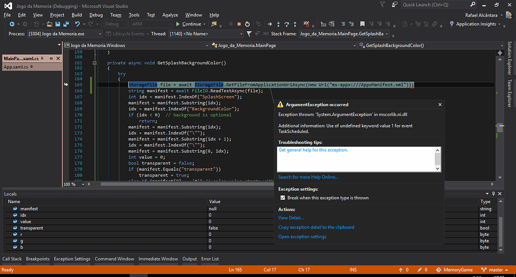 Windows Universal 81 Phone Use Of Undefined Keyword Value 1 For Event Taskscheduled