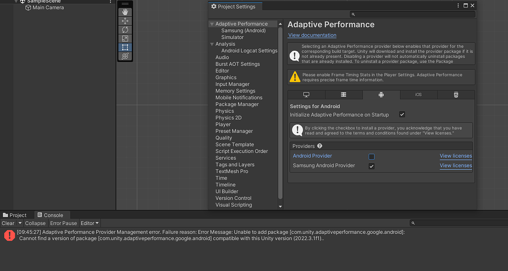 Error when Installing Android Adaptive Performance Package - Unity Engine - Unity Discussions