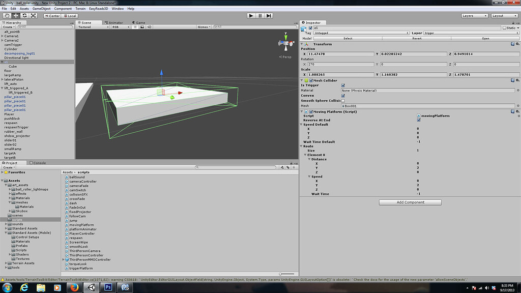 On trigger rigid body platform not moving; code / screens. - Unity Engine - Unity Discussions