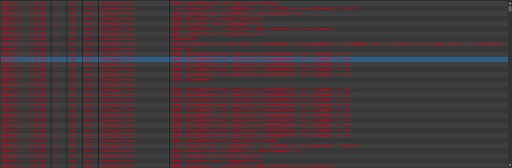 Error BufferQueueProducer BQDUMP - Unity Services - Unity Discussions