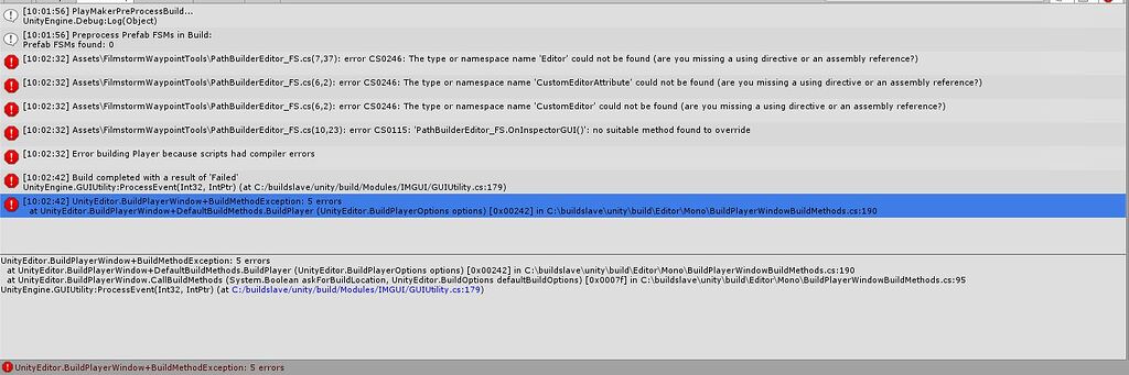 I am getting a error when clicking build and run option but when I start play in unity itself no ...