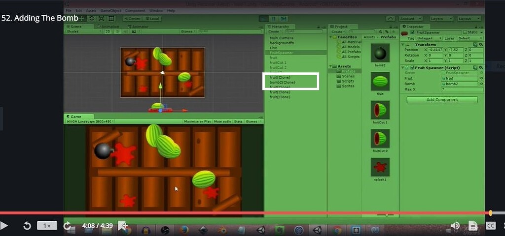 Ninja fruit - code correct but bomb missing - Questions & Answers ...