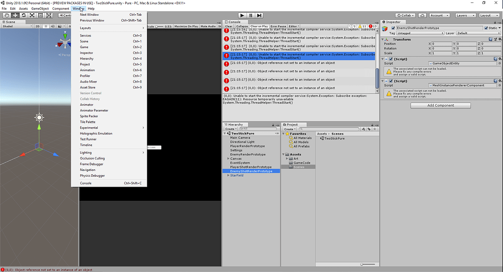 Issues getting ECS samples to work - Unity Engine - Unity Discussions