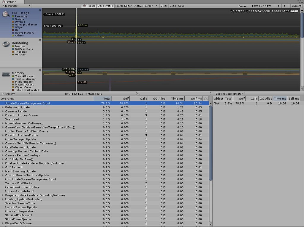 updatescreenmanagerandinput spikes in profiler - Questions & Answers ...