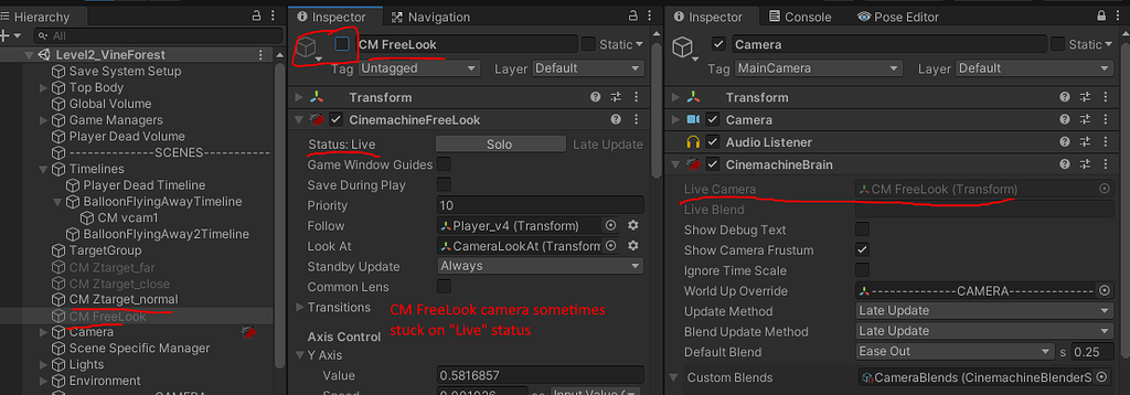 Cinemachine Stuck At Live Status Even When Gameobject Is Disabled Unity Engine Unity